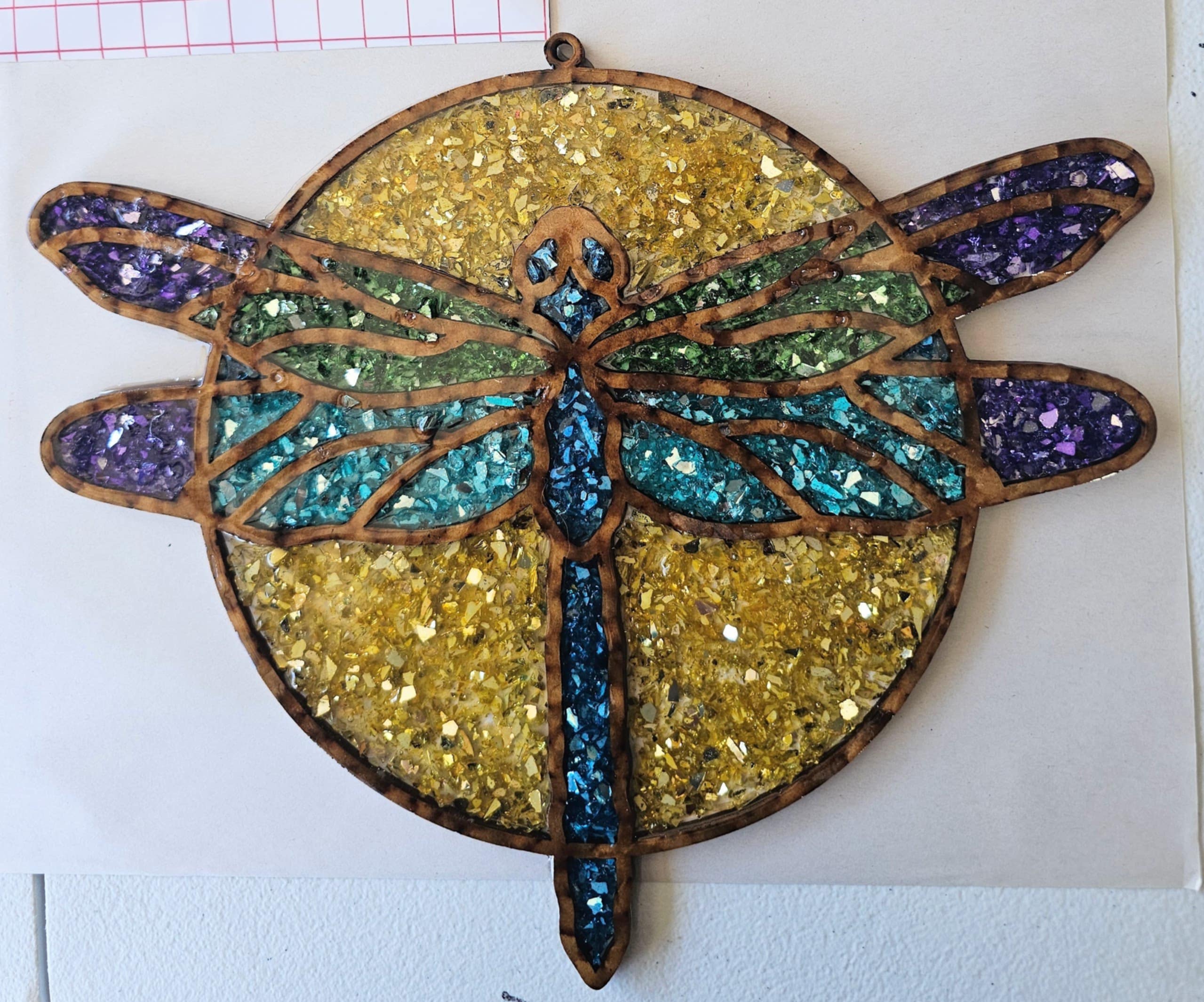 Gold Dragonfly Suncatcher Art Kit – Erie Crushed Glass & Resin Art Kits