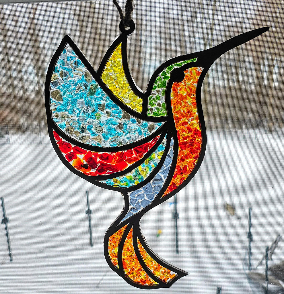 Hummingbird Suncatcher Art Kit – Erie Crushed Glass & Resin Art Kits