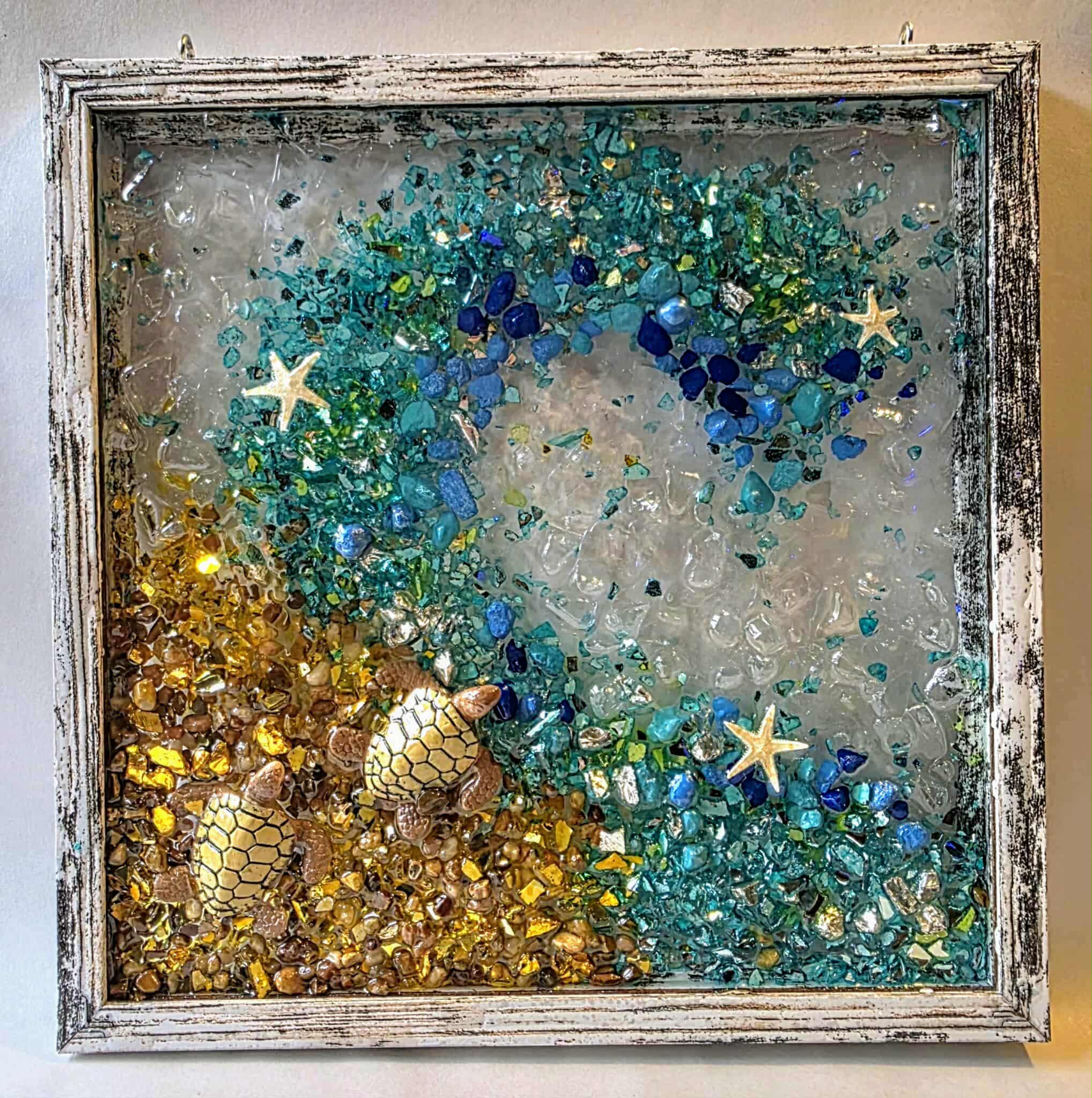 Turtles Picture Frame Kit "Wave Design" – Erie Crushed Glass & Resin ...