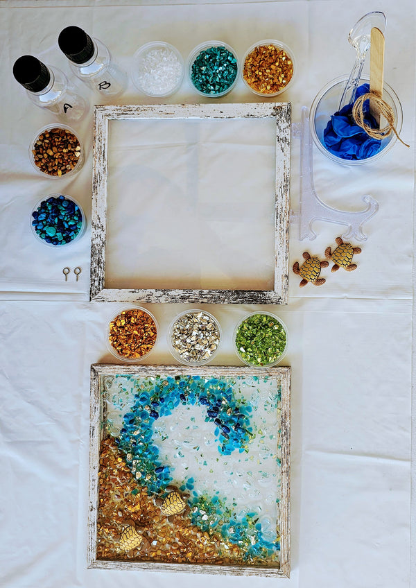 Turtles Picture Frame Kit "Wave Design" – Erie Crushed Glass & Resin ...