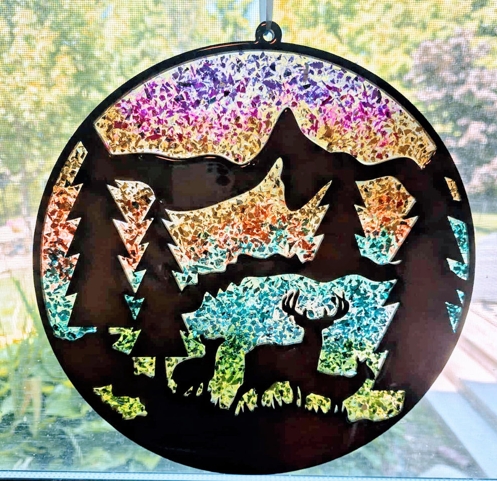 Deer in Forest Suncatcher Art Kit – Erie Crushed Glass & Resin Art Kits